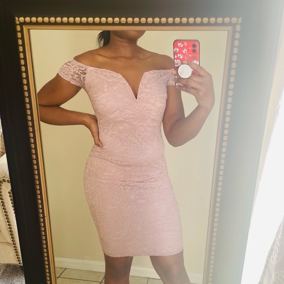 Windsor | Dresses | Windsor Blush Pink Bodycon Off Shoulder Dress ...